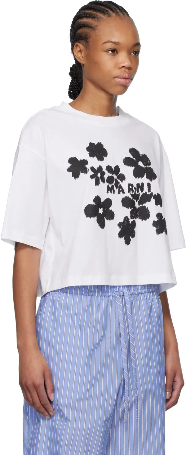 Marni Daisy Garden Print T-Shirt - D1w01 Lily White